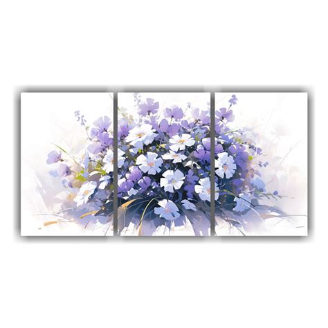 GENERICO Pintura En Lienzo De Flores En Colores Morado Y Blanco De Tr