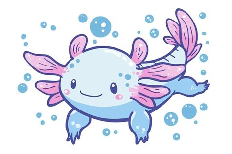 Axolotl Sticker Design Simple Flat Colors Premium Ai Generated Vector