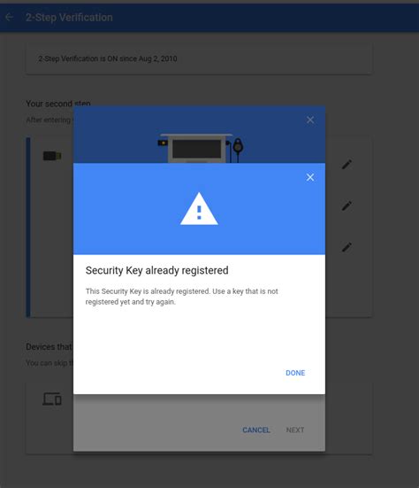 rps cannot show you ve already registered this authenticator message