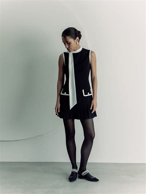 Sleeveless Mini Dress With Bow On Collar Lichi Online Fashion Store