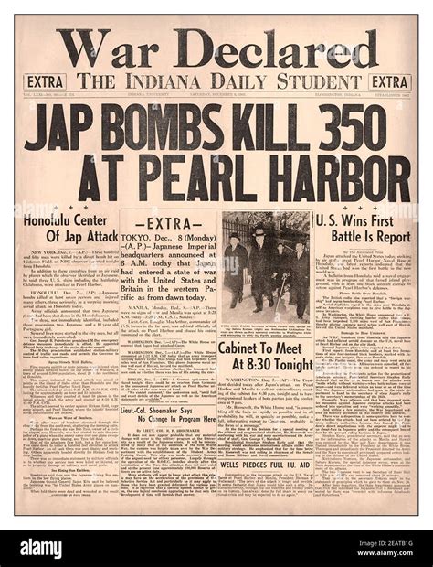 1941 Pearl Harbor Headlines ataque japonés Dic 1941 Noticias del