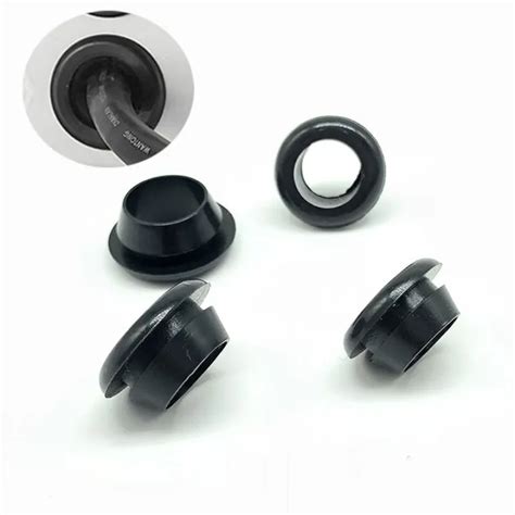 Black 4 5mm 30mm Silicone Rubber Snap On Grommet Hole Plugs End Caps