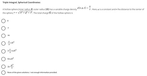 solved triple integral spherical coordinates a hollow