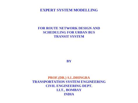 Ppt Expert System Modelling For Route Network Design And Scheduling