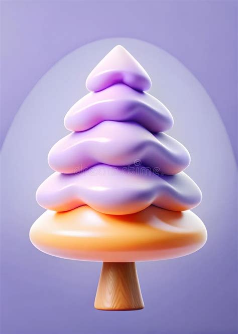Abstract Tree With Pastel Layers And Glossy Texture On Purple Background Stock Illustration