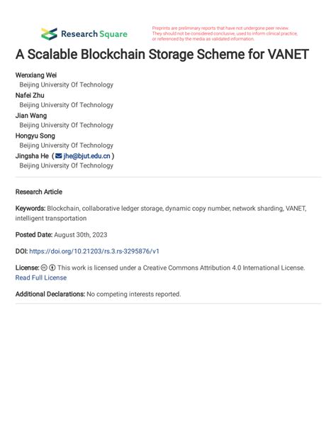 Pdf A Scalable Blockchain Storage Scheme For Vanet