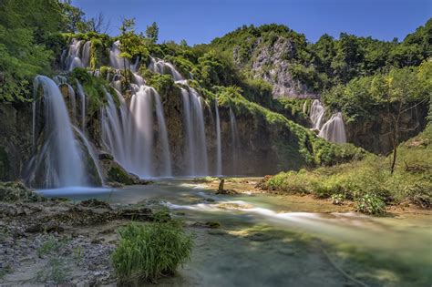 Fonds d ecran Croatie Parc Chute d eau Falaise Nature télécharger photo
