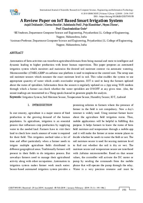 Pdf Iot Based Smart Irrigation System