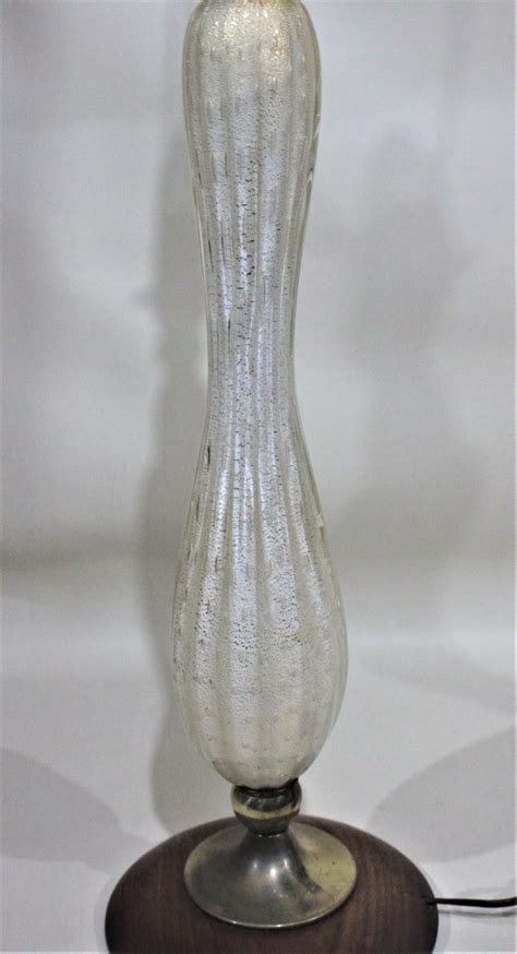 Pair Of Mid Century Modern Murano Art Glass Table Lamps With Teak