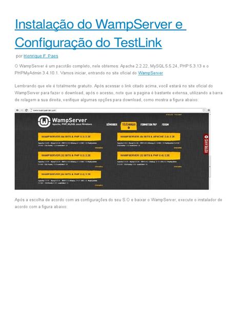 Instalação Do Wampserver E Configuração Do Testlink Pdf Janela