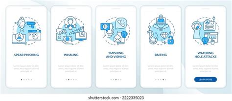 Social Engineering Attacks Tactics Blue Onboarding Stock Vector