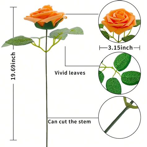 ดอกไม้เทียม 7 12 17 22 27 32 ชิ้น ดูเหมือนดอกกุหลาบจริง ฟองน้ำสีงาช้าง ต้นกิ่ง สำหรับ Diy ช่อ