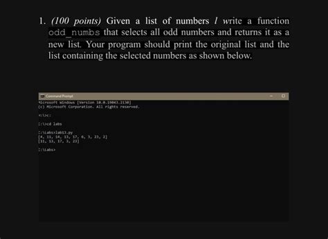Solved 1 100 Points Given A List Of Numbers L Write A