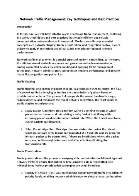 Network Traffic Management Key Techniques And Best Practices Network