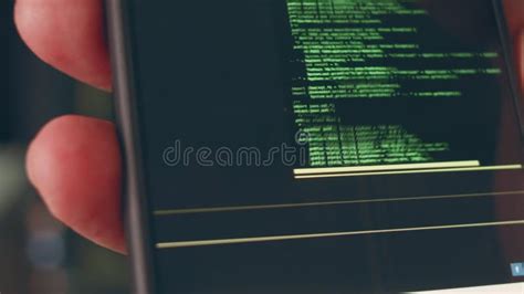 secure contain protect hacker working on a code on mobile phone