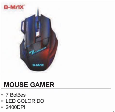 Mouse Gamer B Max X Rgb Dpi Botoes Wzh Eletronico