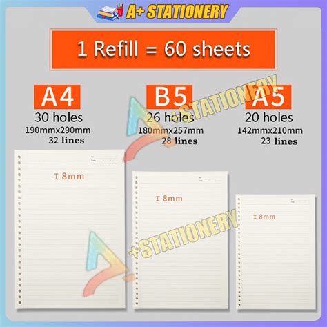 Notebook A5 B5 A4 Refillable Binder Cover Notebook Loose Leaf 60 Sheets Big Binder Notebook
