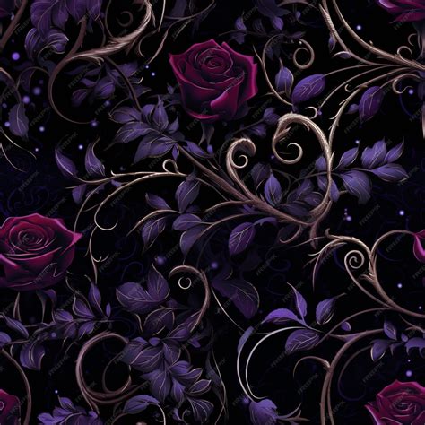 Premium Photo Purple And Black Roses And Vines With Purple Leaves On