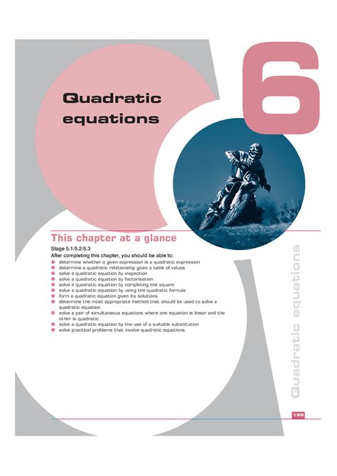 Chap6 Math 195 Quadratic Equations This Chapter At A Glance Stage 5