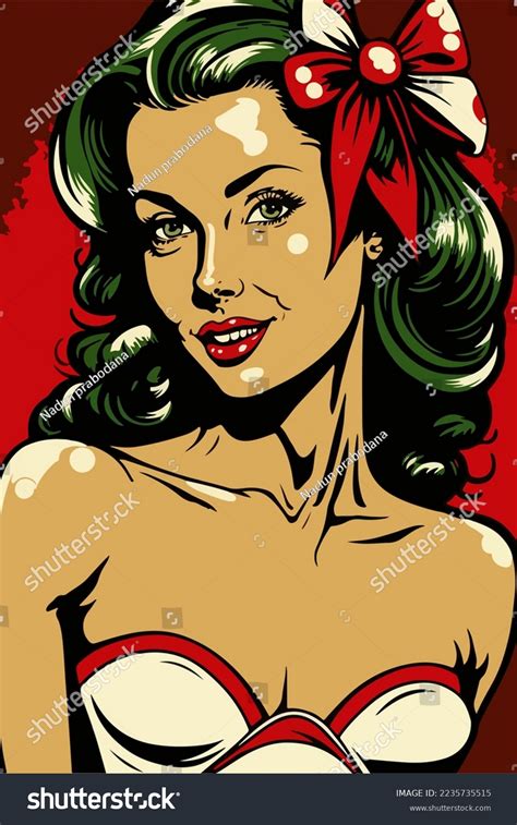 Sexy Pop Art Santa Girl Pin Stock Vector Royalty Free 2235735515 Shutterstock