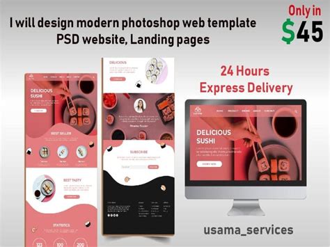 modern photoshop design web template landing page or psd website upwork