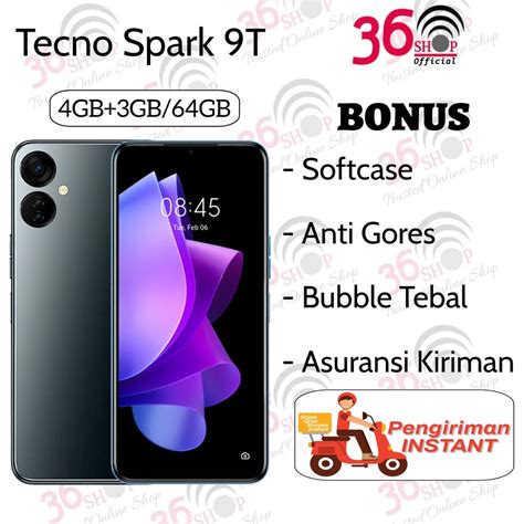 Jual Tecno Spark 9t 4gb 64gb [expansi Ram 4gb 3gb 7gb 64gb] Garansi