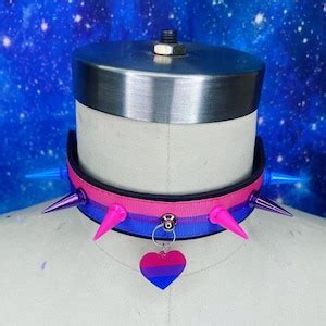 Pride Flag Spiked Choker Collar Pansexual Asexual Bisexual Non Binary