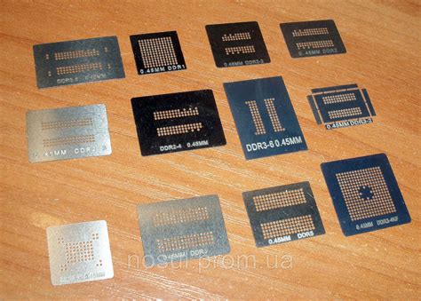 ddr набор 12шт трафаретов для реболлинга микросхем памяти ddr1 ddr2 ddr3 ddr5 цена 250 грн