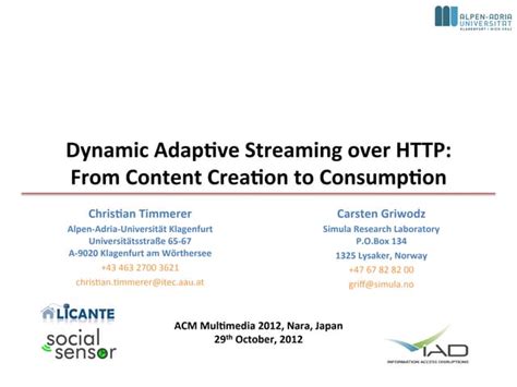 Dynamic Adaptive Streaming Over From Content Creation To Consumption Ppt