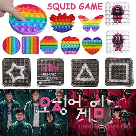 Squid Game Push Pop It Fidget Toy Colorful Tiktok Bubble Stress Relief Toys Shopee Polska