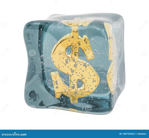 Dollar Symbol Frozen In Ice Cube 3D Rendering Stock Illustration