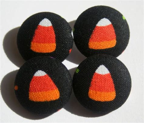 Candy Corn Buttons Fabric Covered Set Of Four
