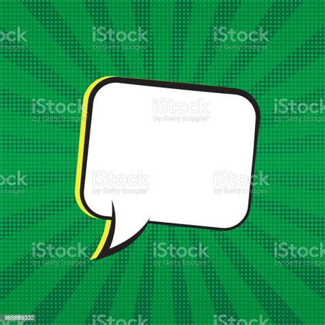 레트로 만화 식 빈 화려한 하프톤 녹색 줄무늬 배경 가진 연설 거품 개체 그룹에 대한 스톡 벡터 아트 및 기타 이미지 개체