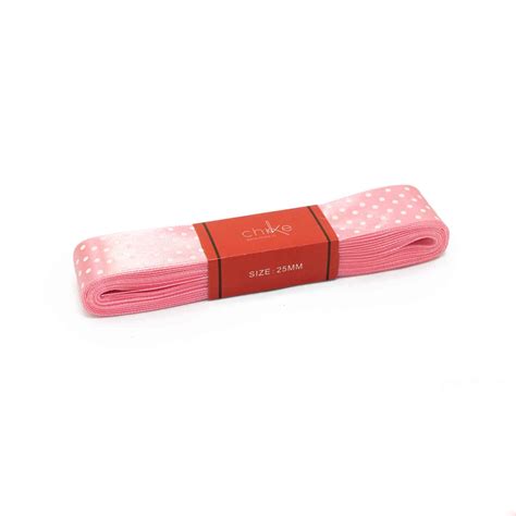 Cinta Raso Rosado Punto Blanco 25mm 10 Mts Paq 5 Und Cordonería
