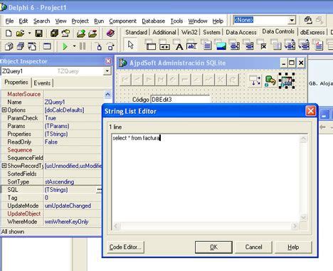 Acceso A SQLite 3 Mediante Delphi 6 Y ZeosDBO En Windows XP Proyecto A