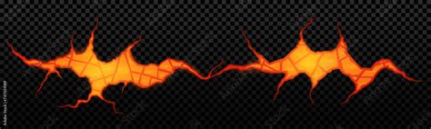 Lava In Ground Cracks Top View Volcano Magma Glow Texture In Cracking