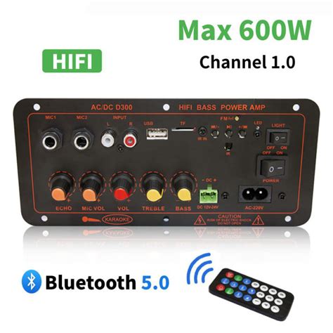 Bluetooth Audio Amplifier Board 600w 300w Subwoofer Dual Microphone Amp Module For 8 Ohms