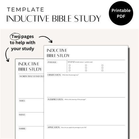 Inductive Bible Study Template Worksheet Scripture Bible Etsy