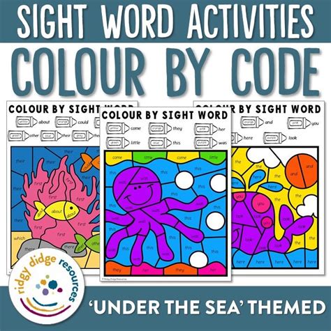 High Frequency Word Colour By Code Under The Sea Themed Ridgy Didge