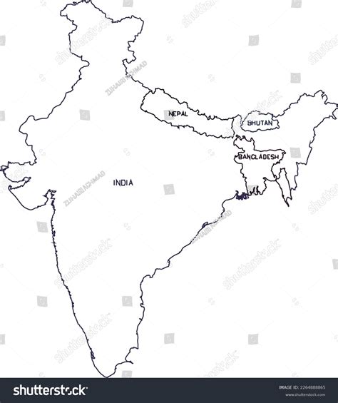 Vector Sketch Illustration India Nepal Bhutan Stock Vector Royalty