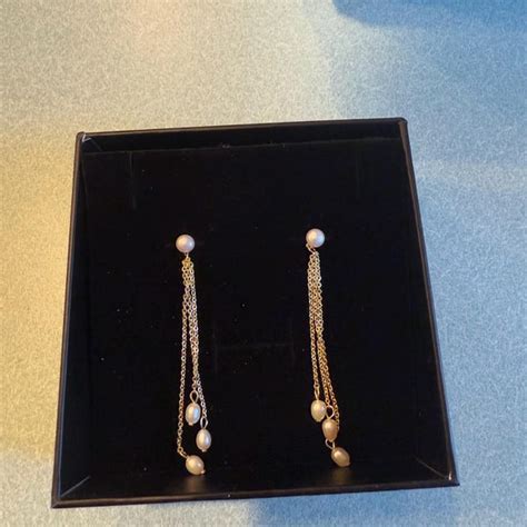 Dainty Pearl Tassel Drop Earrings Natural Freshwater Pearl Earrings