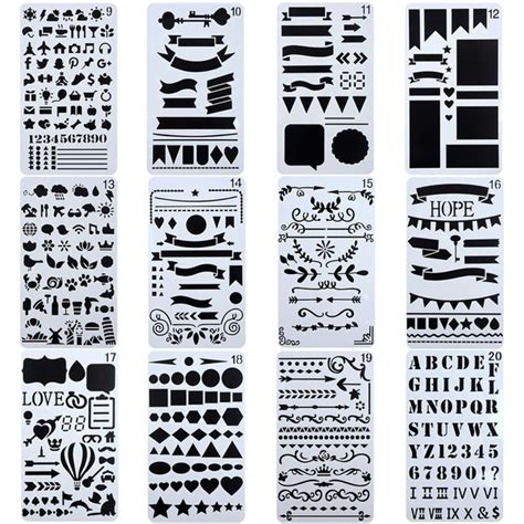 Journal Stencil Set Plastic Planner Diy Drawing Template Diary Set Wish