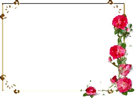 花のイラスト・フリー素材／フレーム枠no447『赤紫・蕾・ゴールド』
