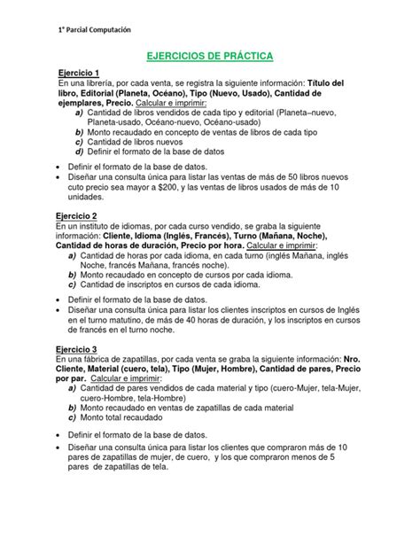 Ejercicios De Diagramación Y Base De Datos 2020 Pdf Vino Bases De Datos