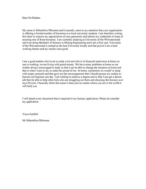 Example Of Motivational Letter For Bursary Motivation