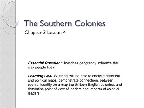 Ppt The Southern Colonies Powerpoint Presentation Free Download Id