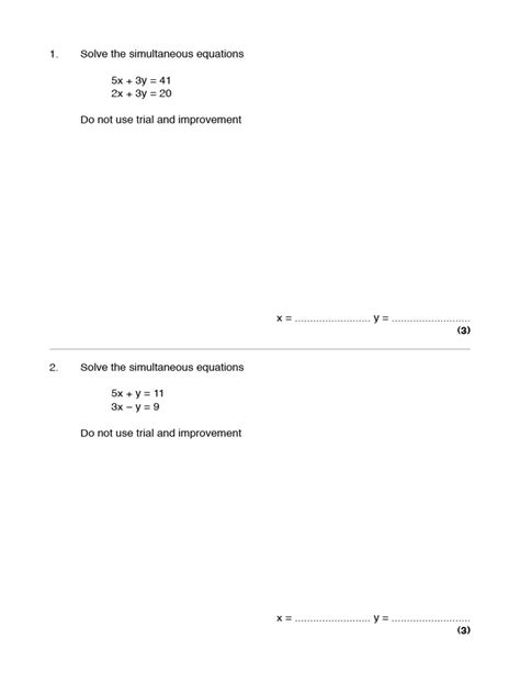 Simultaneous Equations Pdf Pdf Equations Mathematical Objects