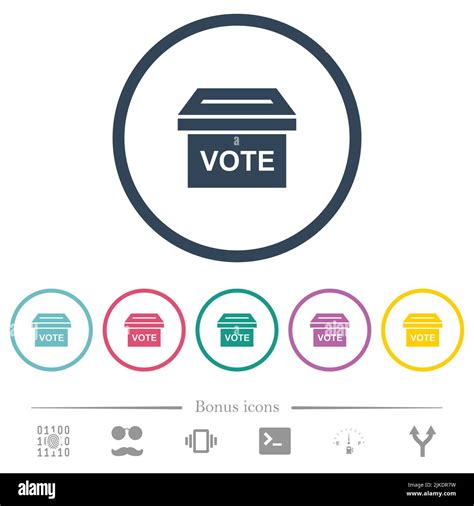 Ballot Box Solid Flat Color Icons In Round Outlines 6 Bonus Icons Included Stock Vector Image