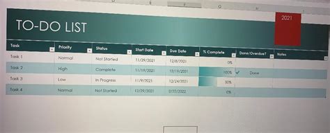 solved g 2021 to do list task priority status start date due