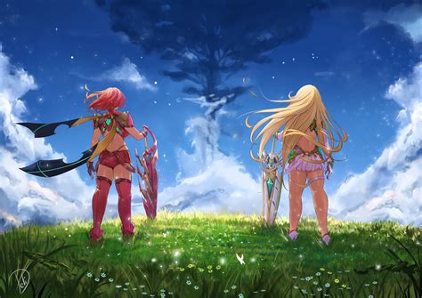 Pyra And Mythra Xenoblade Chronicles And 1 More Drawn By